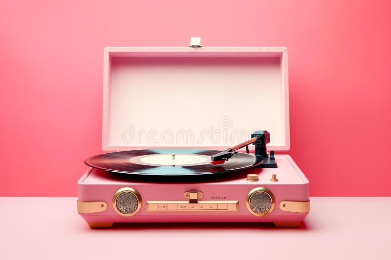 Pink Vintage Record Player, Pink Life Stock Illustration - Illustration ...