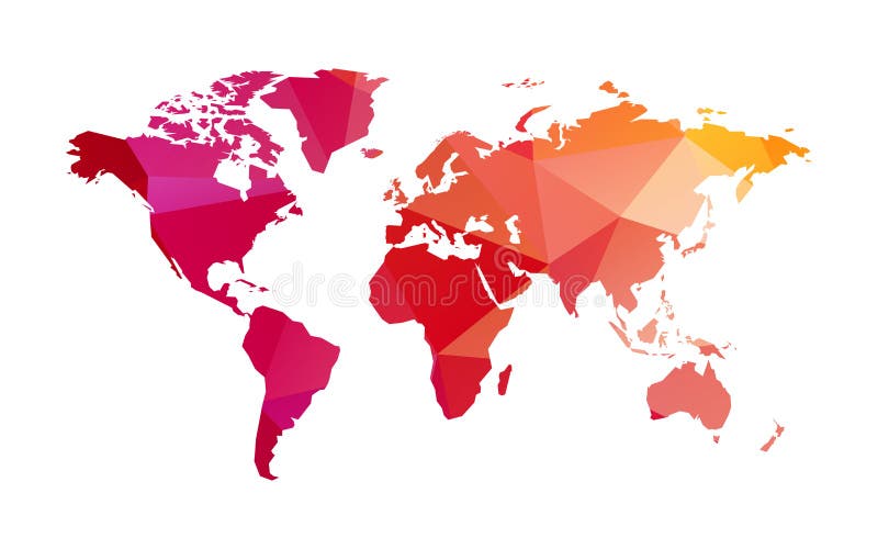 Pink violet poly world map stock vector. Illustration of topography ...