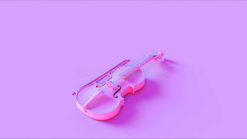 Pink Violin and Bow Isolated on a White Background. Vector Cartoon ...