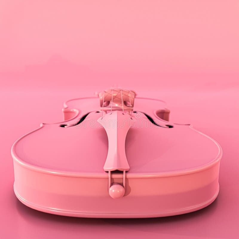 Pink Violin and Bow Isolated on a White Background. Vector Cartoon ...