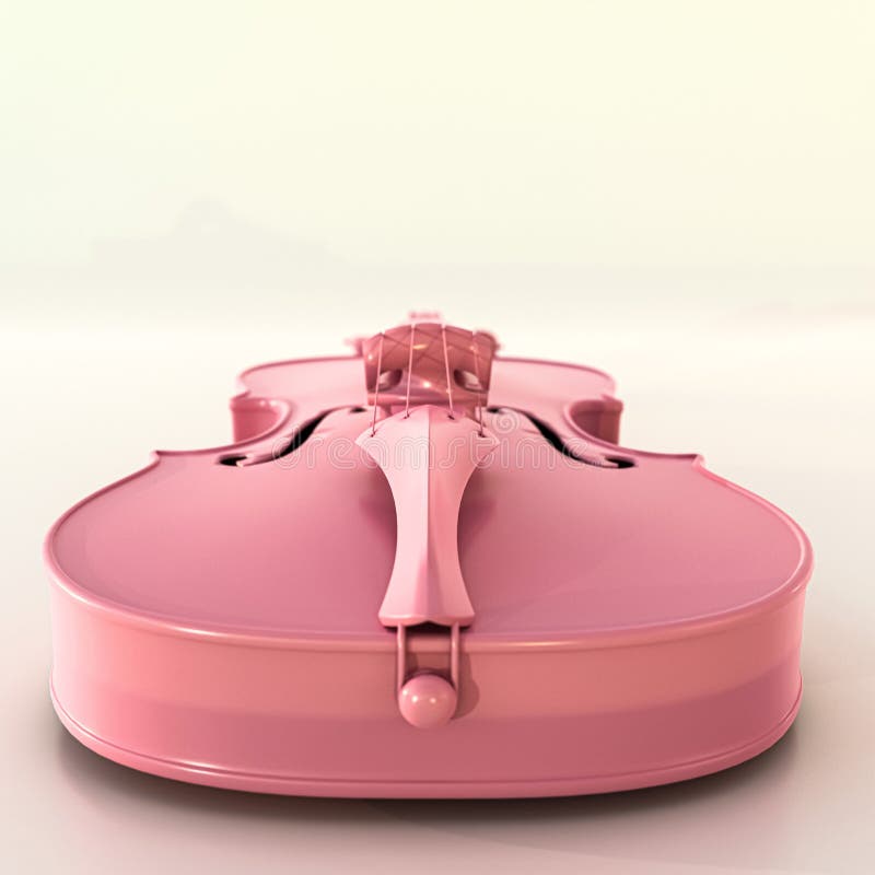 Pink Violin and Bow Isolated on a White Background. Vector Cartoon ...