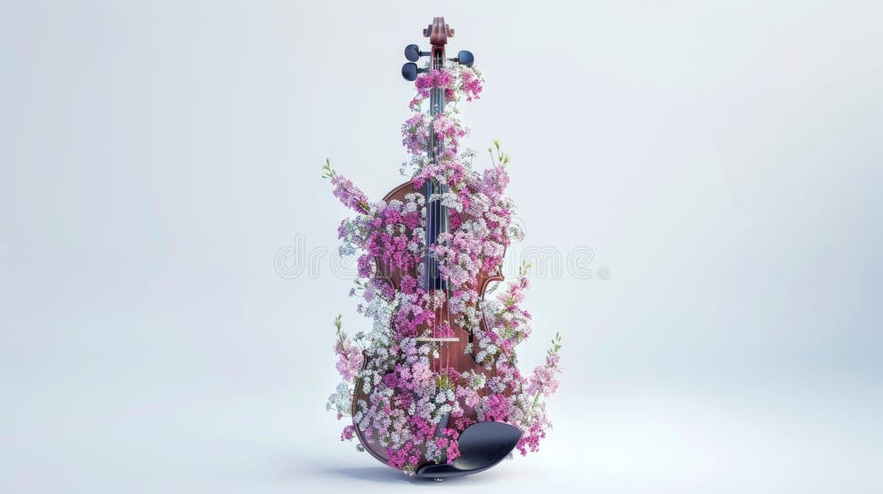 Pink Violin Made of Roses AIG535 Stock Image - Image of flora, petal ...