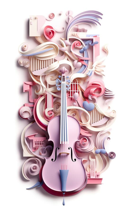 A Pink Violin with Musical Instruments Surrounding it. Generative AI ...
