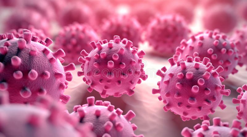 Pink Viral Particles Microscopic Concept Stock Illustration ...
