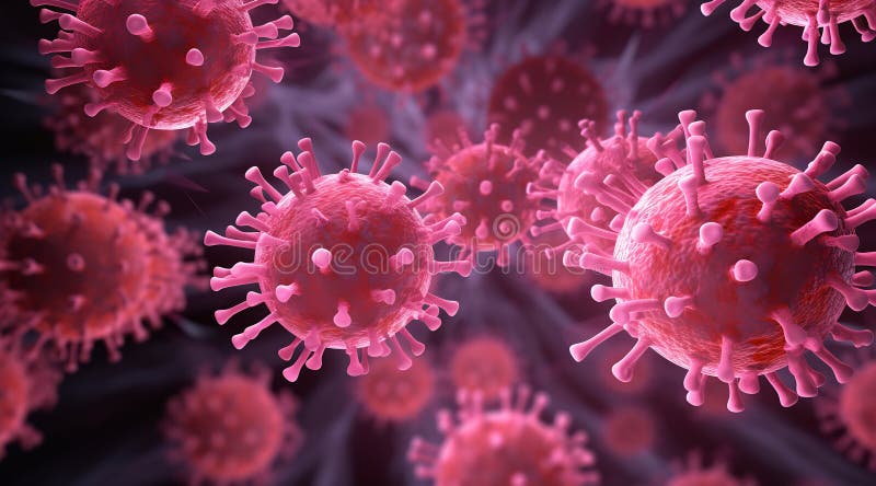 Pink Viral Particles Microscopic Concept Stock Illustration ...
