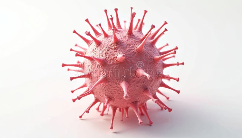Pink Virus Cell Illustration on Transparent Background. Microscopic ...