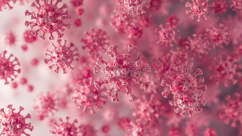 Pink Virus Particles in a Closeup View Stock Illustration ...