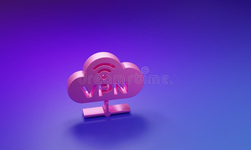 Pink VPN Network Cloud Connection Icon Isolated on Purple-blue ...