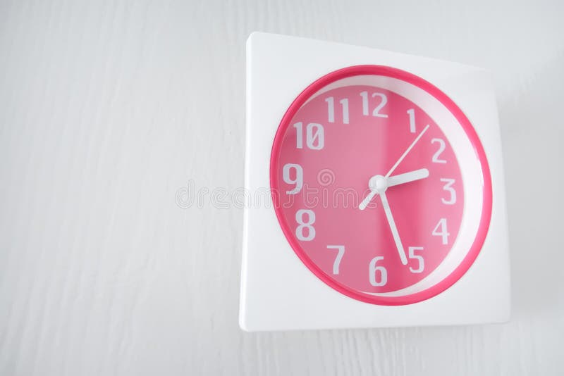 Pink Wall Clock Looking from Side View Stock Photo - Image of accuracy ...