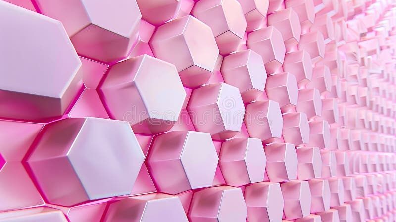 A Pink Wall with Hexagonal Shapes Stock Image - Image of wall, cube ...