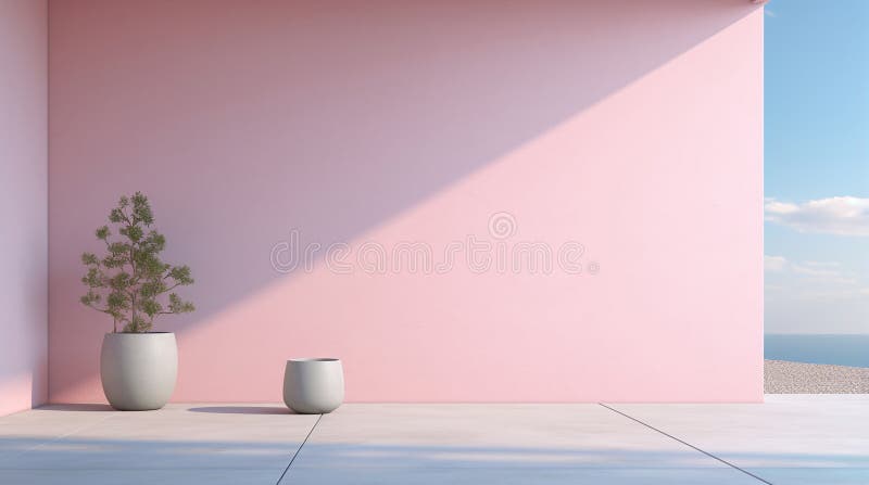 Pink Wall Mockup House Background Stock Illustration - Illustration of ...