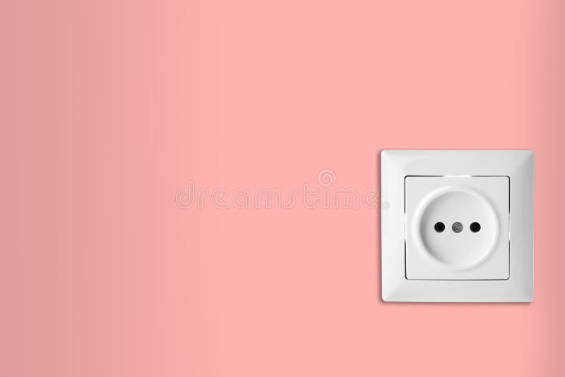 Pink Wall with Power Socket. Electrical Supply Stock Image - Image of ...