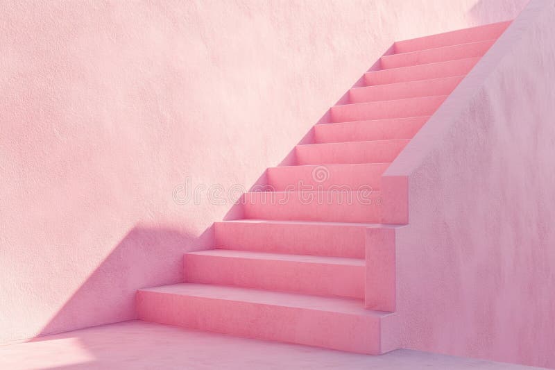 Pink Wall with Stairs stock image. Image of generated - 375265199