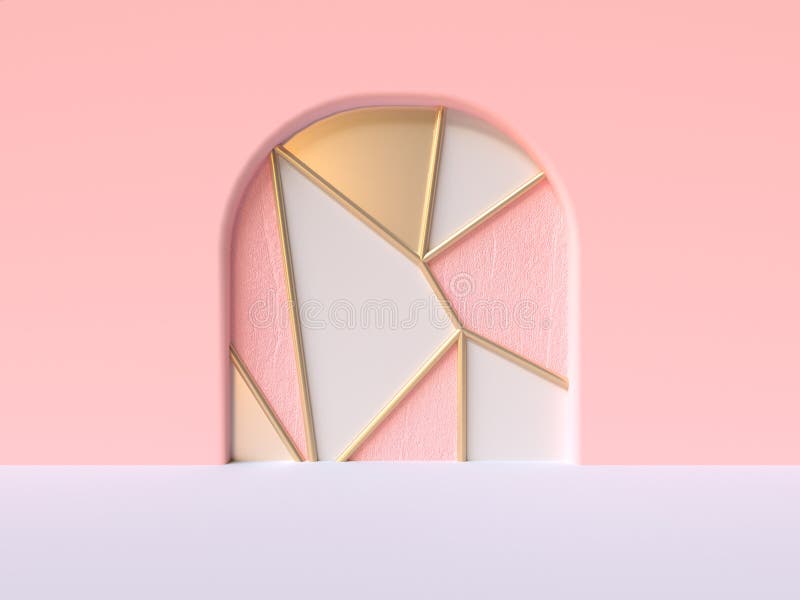 Pink Wall White Floor Abstract Curve Door Triangle Pattern Pink ...