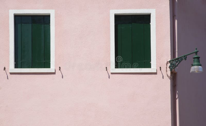 Pink Wall with Windows stock photo. Image of venice, europe - 2880312