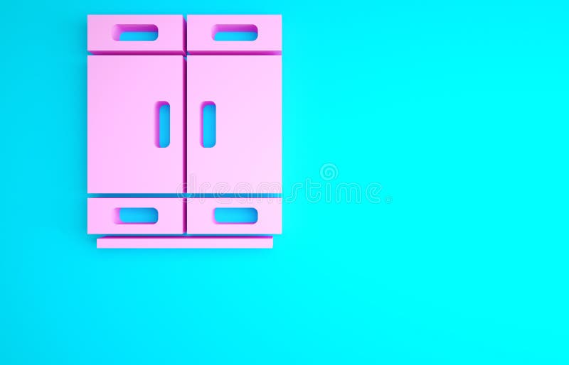 Pink Wardrobe Icon Isolated on Blue Background. Minimalism Concept ...