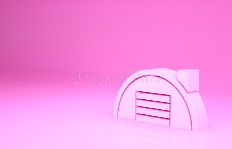 Pink Warehouse Icon Isolated on Blue Background. Minimalism Concept ...
