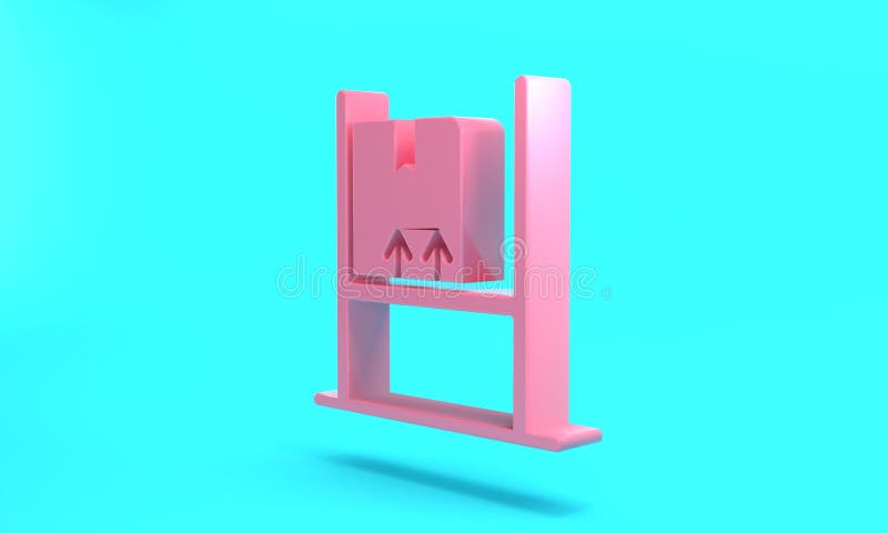 Pink Warehouse Interior with Boxes on Racks Icon Isolated on Turquoise ...