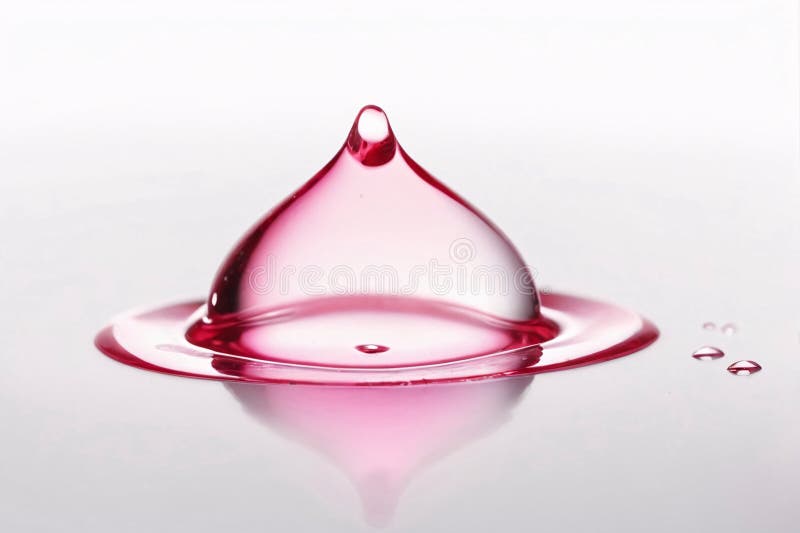 Pink Water Drop Splash with Reflection Stock Illustration ...