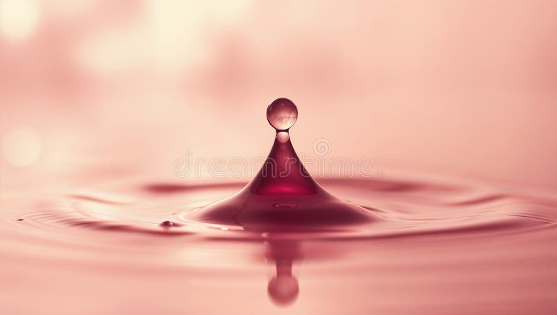 Pink Water Drop Splashing, Creating Concentric Ripples Stock ...