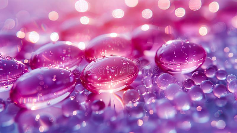 Pink Water Drops on a Surface with Light Stock Photo - Image of surface ...