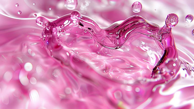 Pink Water Splash. Abstract Background with Ripples, Drops and Bubbles ...