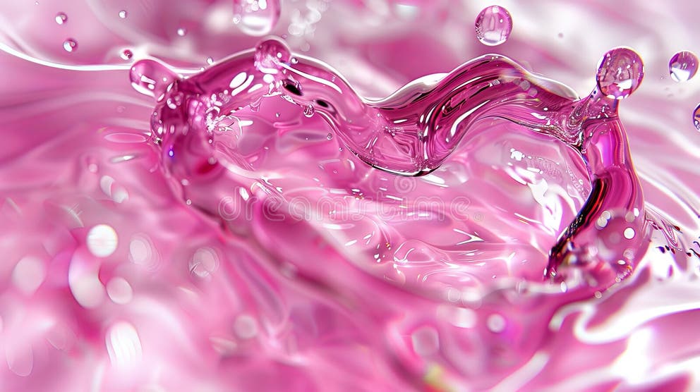 Pink Water Splash. Abstract Background with Ripples, Drops and Bubbles ...