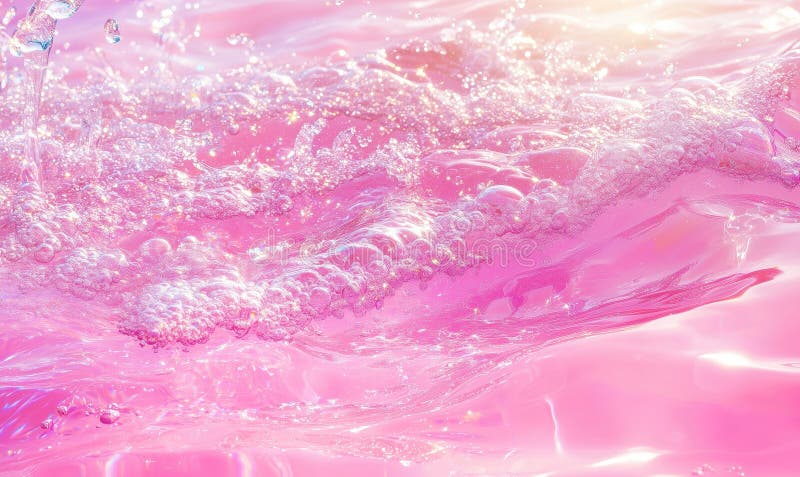 Pink Water Splash Bubbles Reflections Vibrant Colors Soft Light ...
