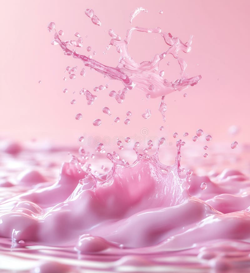 Pink Water Splash Creating Dynamic Droplets in Soft Pastel Background ...