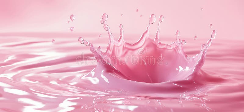 Pink Water Splash Creating Ripples in Soft Pink Background for Artistic ...