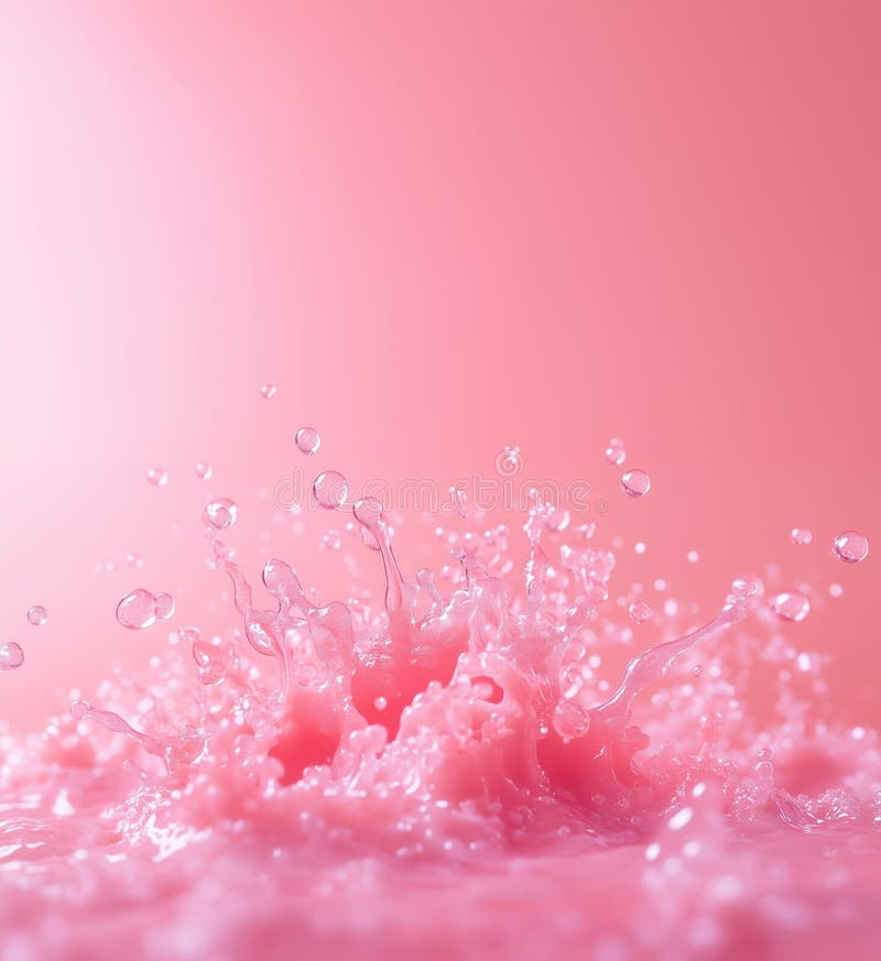 Pink Water Splash with Droplets, Vibrant Pink Background, Dynamic ...