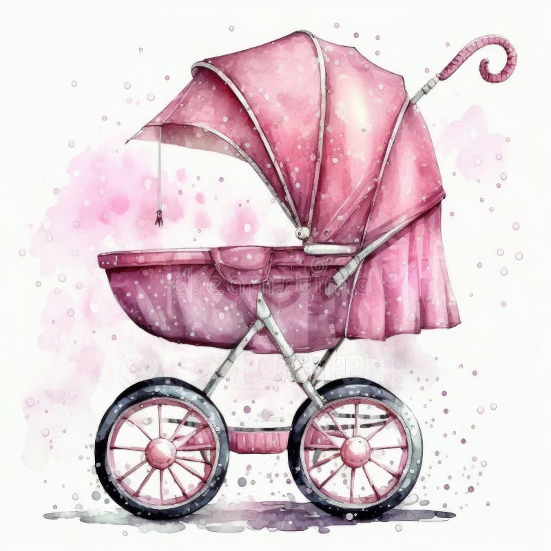 Watercolor Baby Stroller Stock Illustrations – 248 Watercolor Baby ...