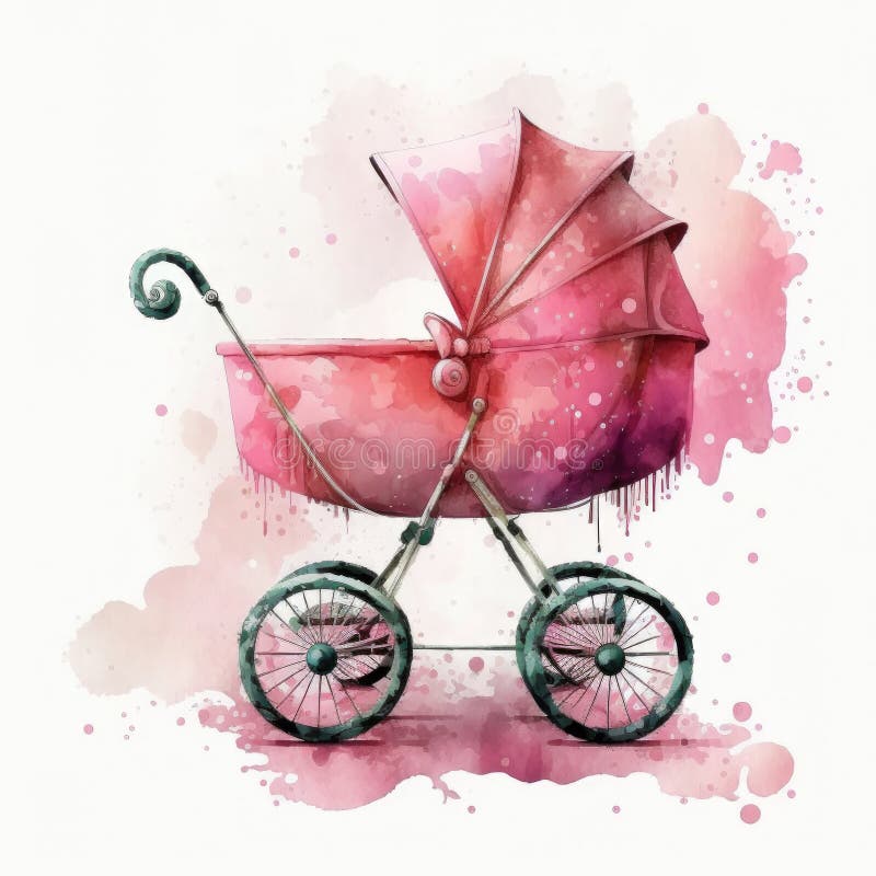 Watercolor Baby Stroller Stock Illustrations – 330 Watercolor Baby ...