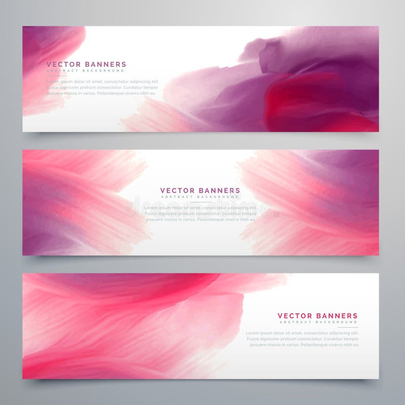 Pink Watercolor Banners Set Template Stock Vector - Illustration of ...