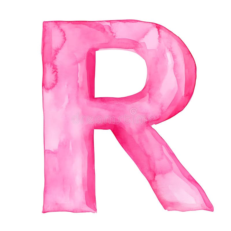 Pink Watercolor Letter R on White Background Stock Illustration ...