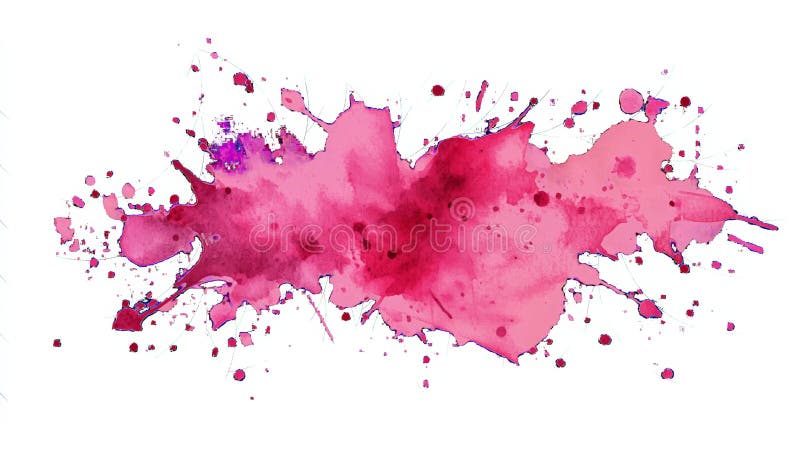 Pink Watercolor Splash with Splatter on Transparent Background Stock ...