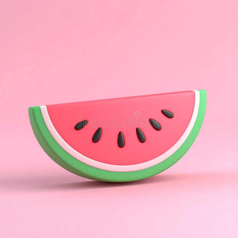 Pink Watermelon Slice 3D Render Stock Illustration - Illustration of ...