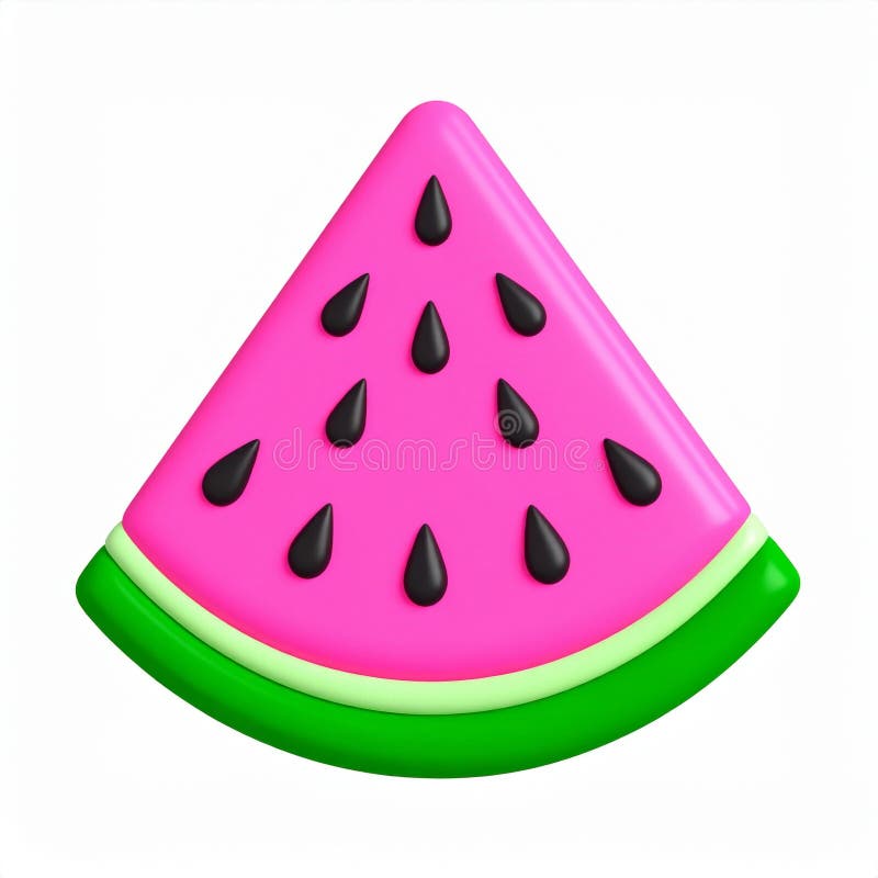 Pink Watermelon Slice 3D Render Illustration Stock Illustration ...