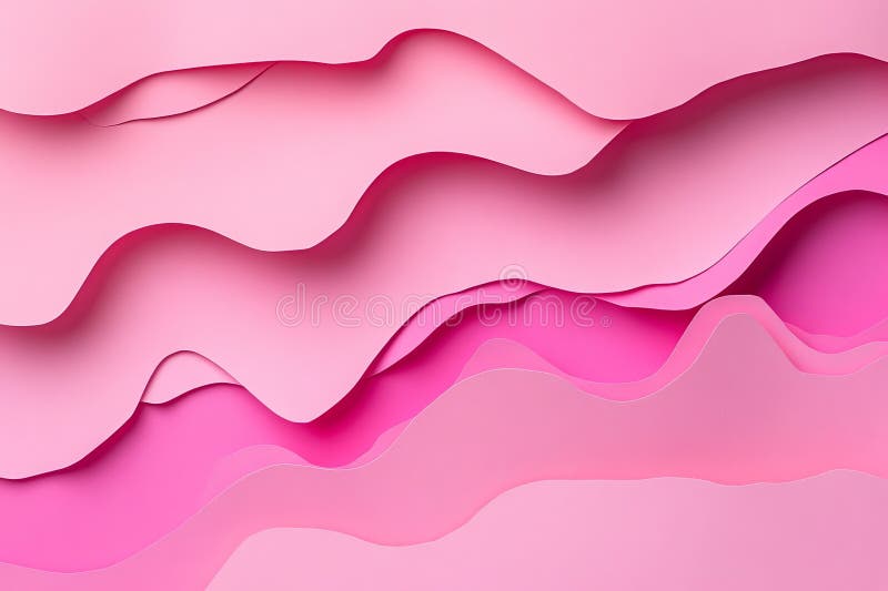 Pink Wavy Paper Layers Arranged in a Flowing Pattern Stock Illustration ...