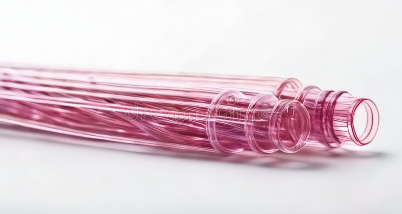 Pink, Wavy, Transparent, Plastic Tubes on a White Background Stock ...