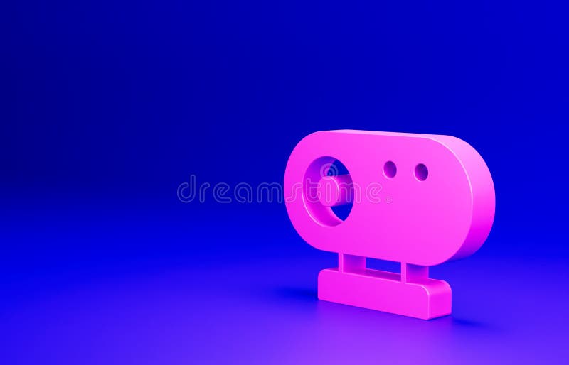 Pink Web Camera Icon Isolated on Blue Background. Chat Camera. Webcam ...