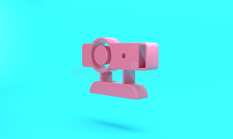 Pink Web Camera Icon Isolated on Turquoise Blue Background. Chat Camera ...