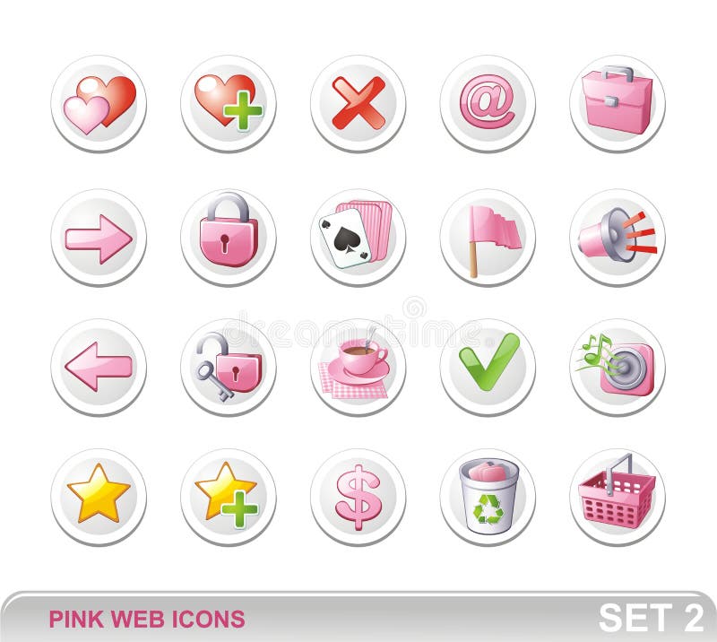 Pink web icons set2 stock vector. Illustration of flag - 12326271