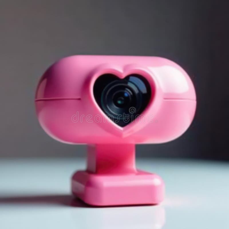 Pink Webcam with Heart Shaped Lens, Smiling Face , Design Element, Icon ...