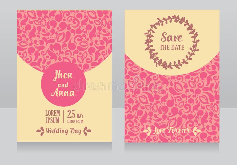 Pink wedding cards stock vector. Illustration of doily - 73892824