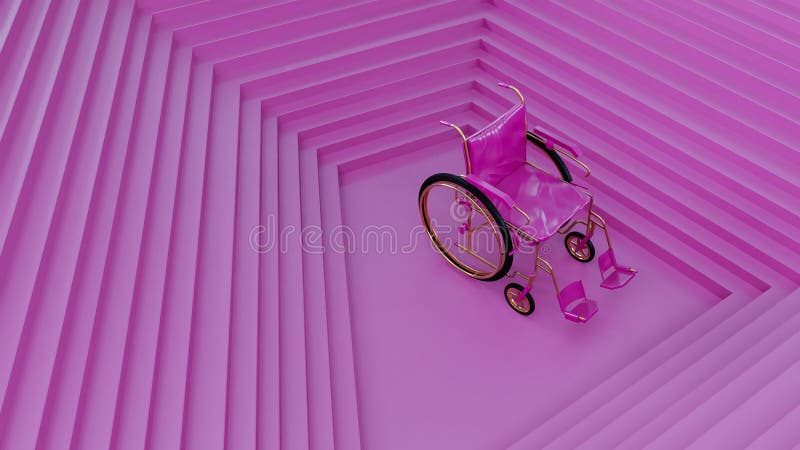 Pink Wheelchair in Front of Colored Stairs. Problems of People with ...