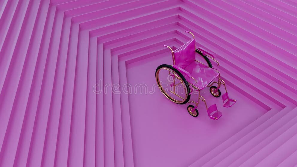Pink Wheelchair in Front of Colored Stairs. Problems of People with ...