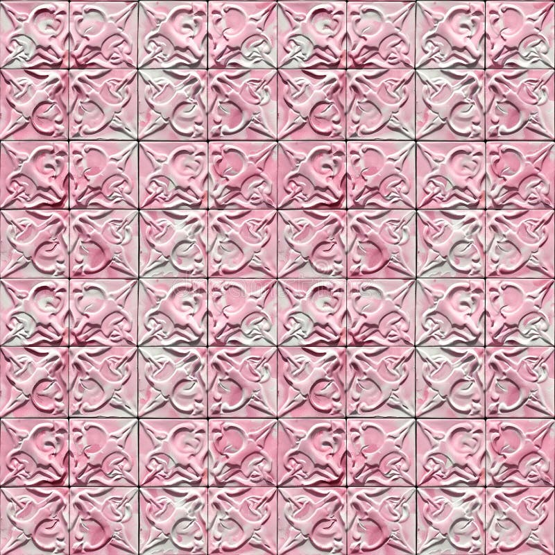Pink and White Abstract Seamless Pattern of Retro Tiles. Stock ...