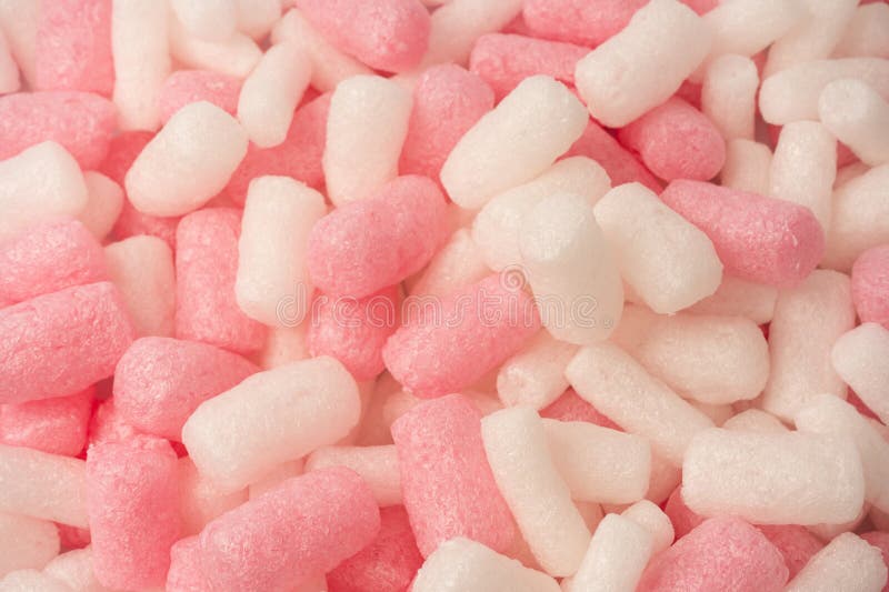 Pink and White Box Filler As a Background. Top View Stock Photo - Image ...