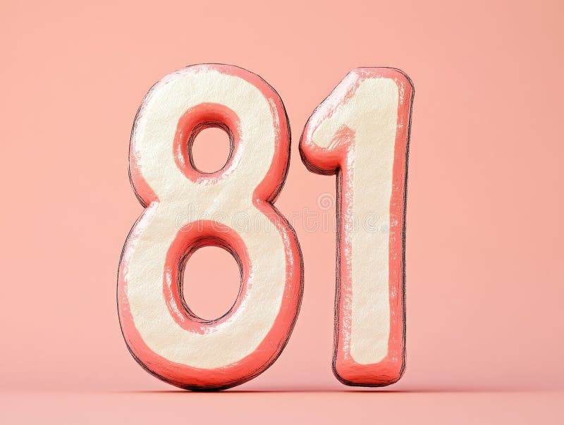 Pink and White 3D Number 81 with a Shiny Texture Stock Illustration ...